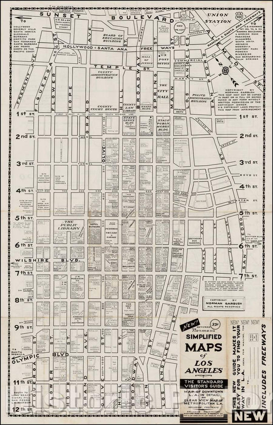 Historic Map - Revised Norman's Simplified Maps of Los Angeles, 1956 ...