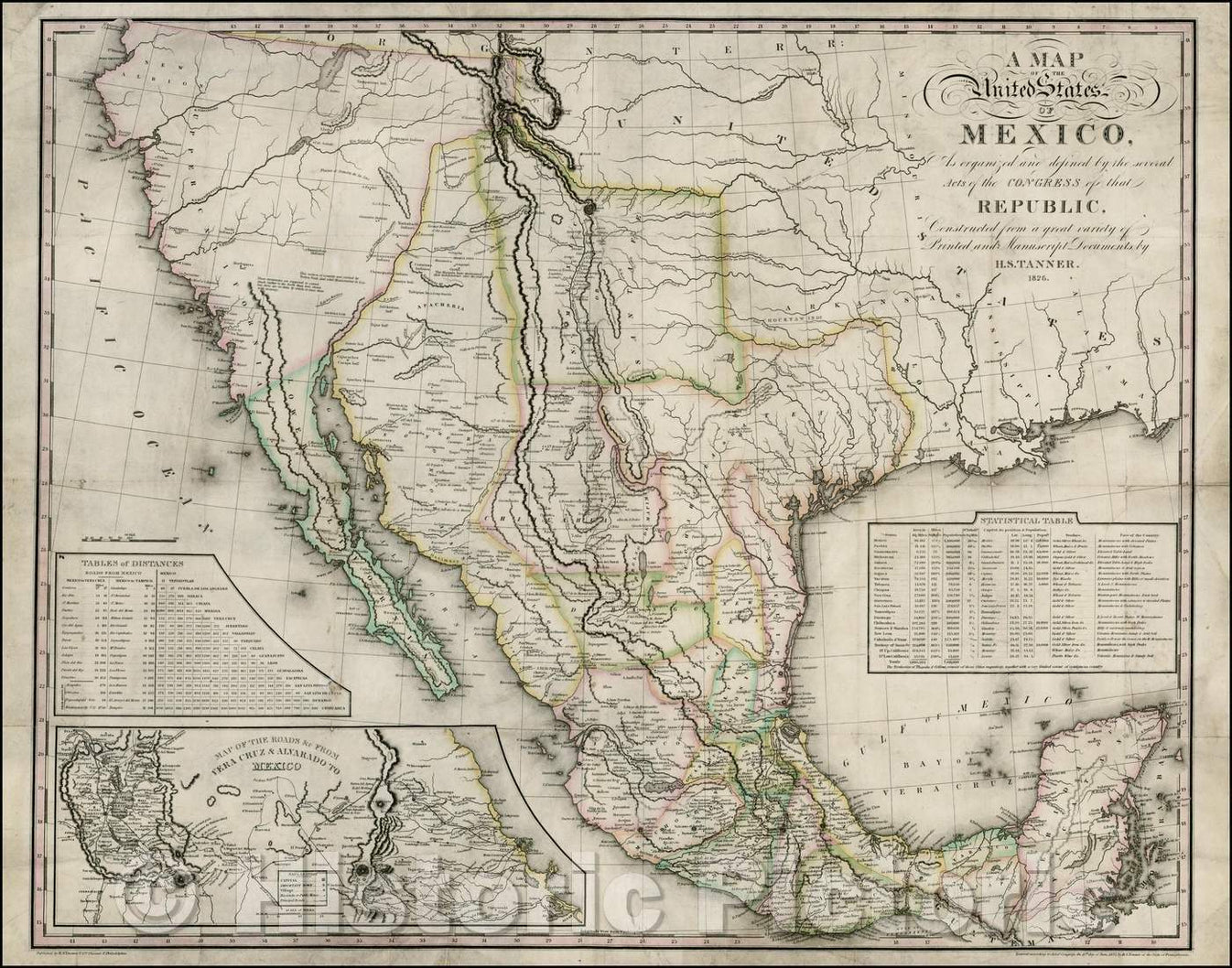 Historic Map - United States of Mexico, As organized and defined, 1826 ...