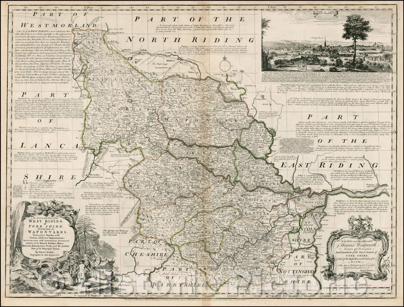 Historic Map - An Accurate Map of the West Riding of Yorkshire. Divide ...