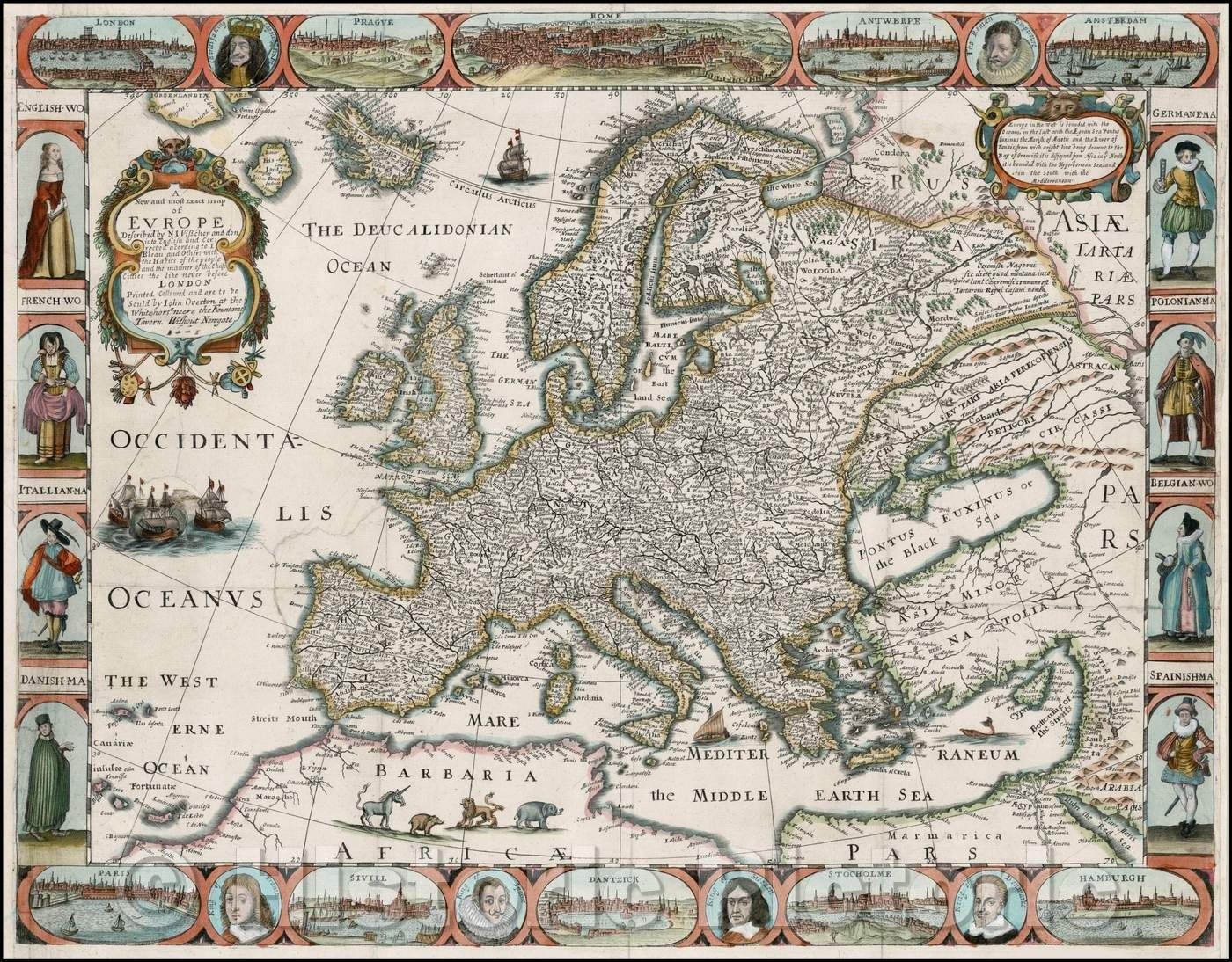 Historic Map - Europe Described, 1666, John Overton - Vintage Wall Art ...
