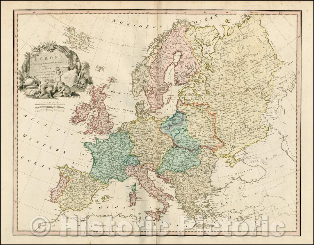 Historic Map - Europe, Exhibiting its Principal States, 1791, William ...