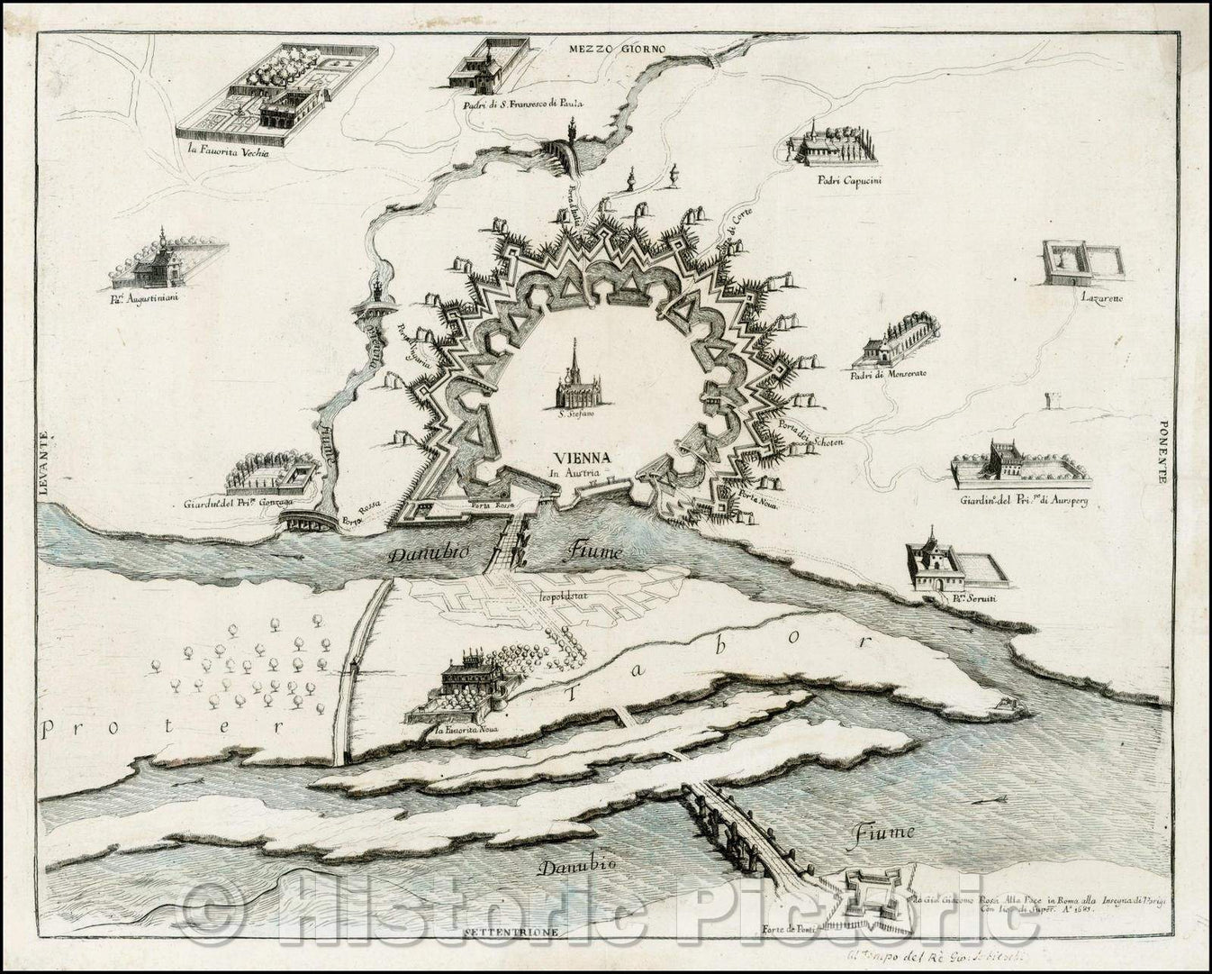 Historic Map - Vienna, 1683, Giacomo Giovanni Rossi - Vintage Wall Art ...