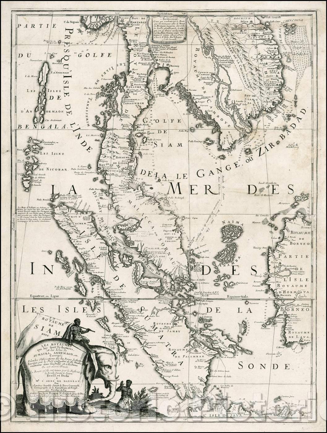 Historic Map - Royaume De Siam avec Les Royaumes qui luy sont-Tributai ...
