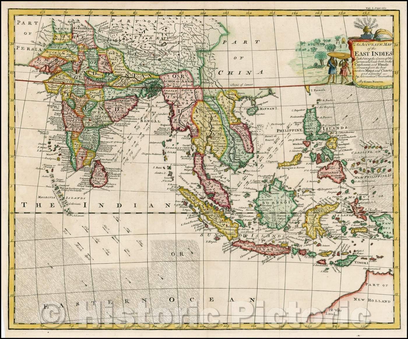 Historic Map - An Accurate Map of the East Indies Exhibiting the Cours ...