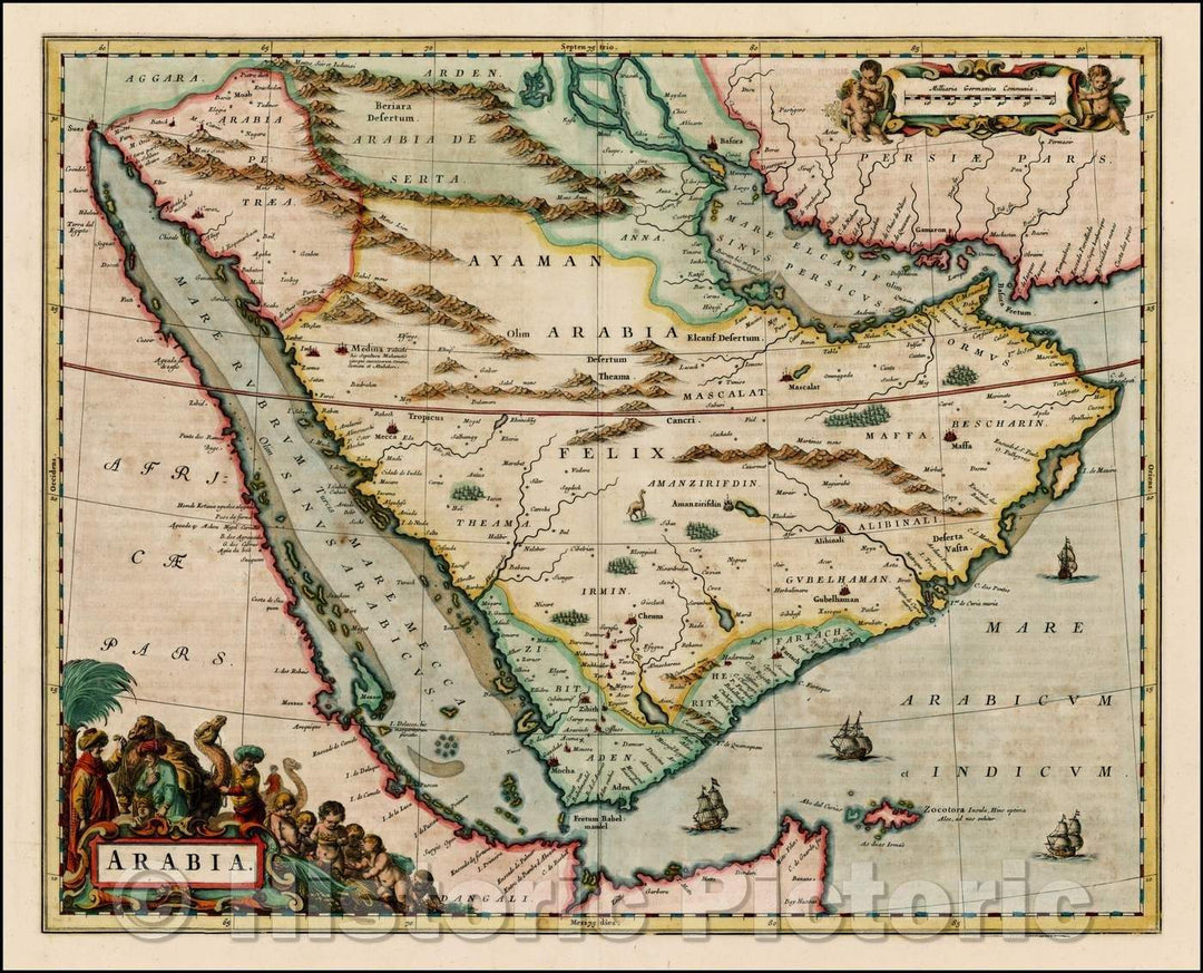 Historic Map - Arabia, 1661, Johannes Blaeu - Vintage Wall Art ...