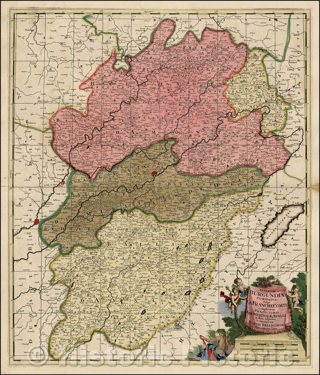 Historic Map - Superior Burgundiae Copmittus: Vulgo La Franche Comte C ...