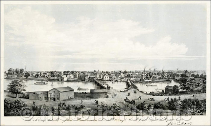 Historic Map - Birdseye view of Defiance, Ohio, 1856, Worley & Bracher ...