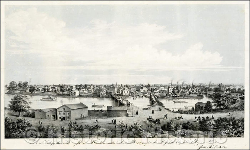 Historic Map - Birdseye view of Defiance, Ohio, 1856, Worley & Bracher ...