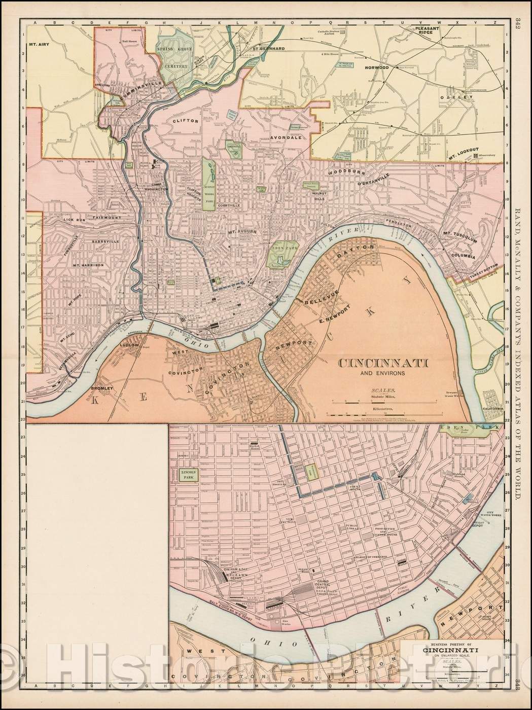 Historic Map - Cincinnati and Environs [with] Business Portion of Cinc ...