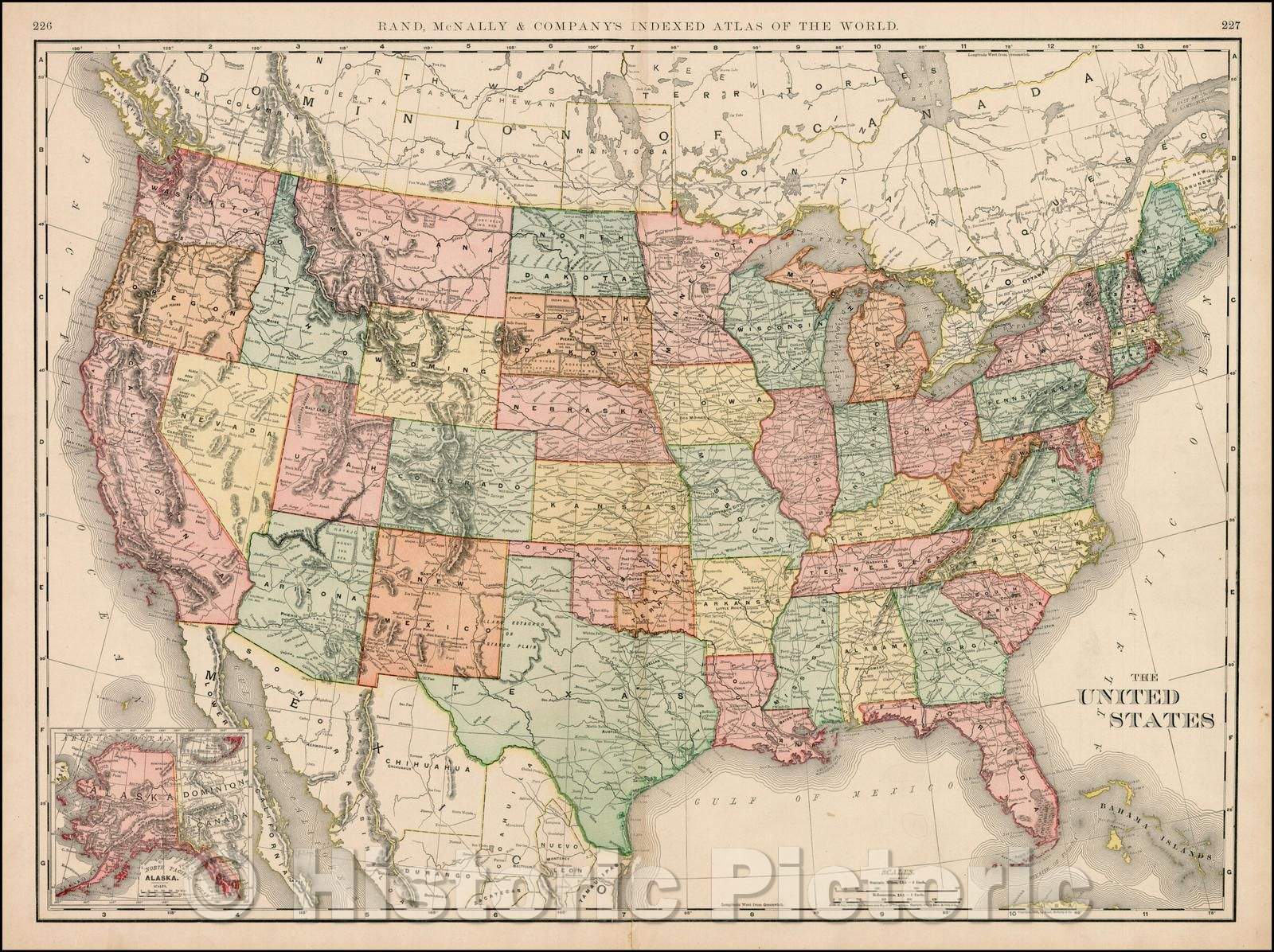 Historic Map - The United States, 1898, Rand McNally & Company - Vinta ...