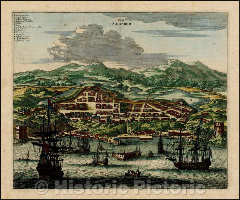 Historic Map - Urbs Salvador, 1671, John Ogilby v2 – Historic Pictoric