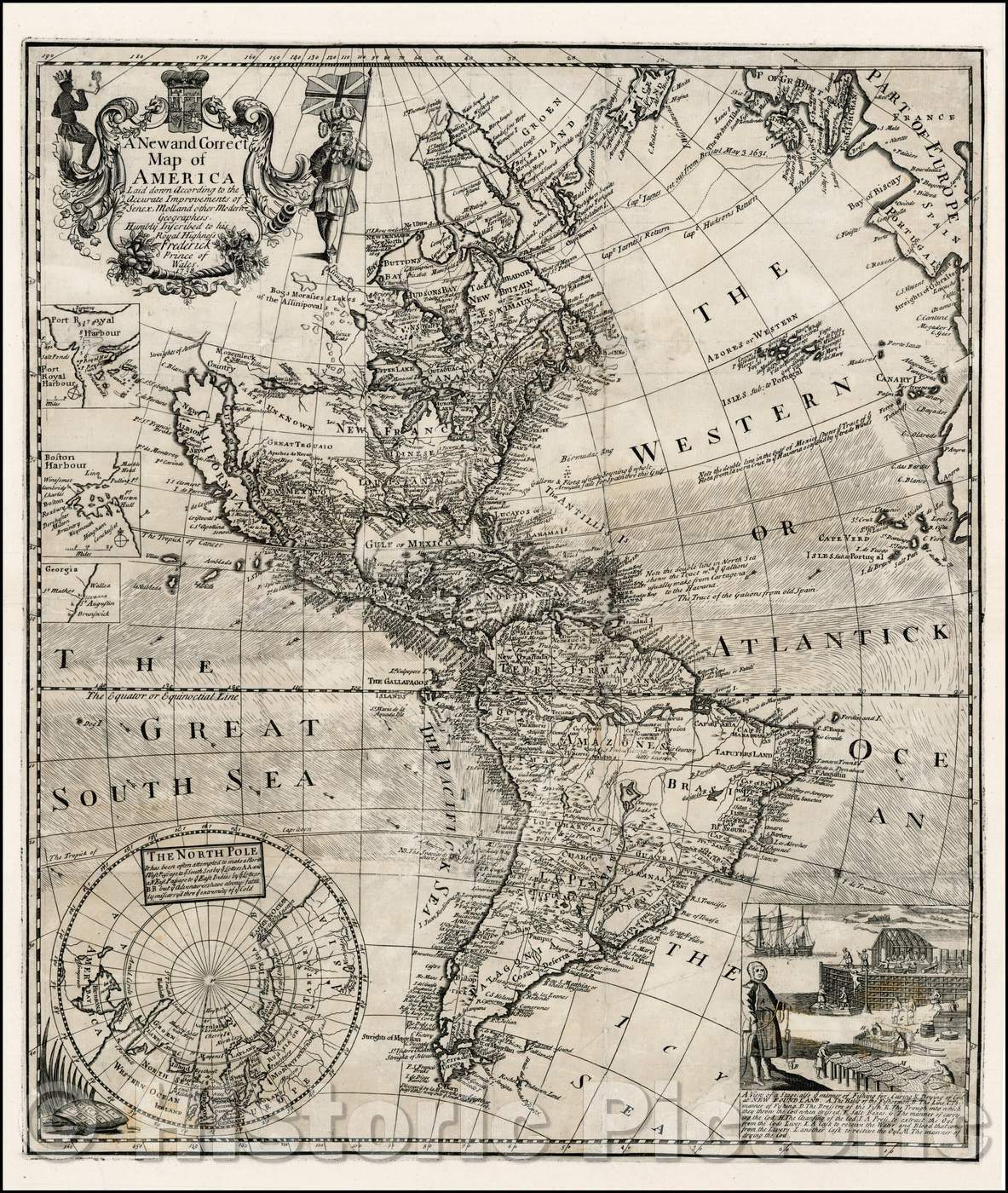 Historic Map - A New and Correct Map of America, 1738, George Foster ...