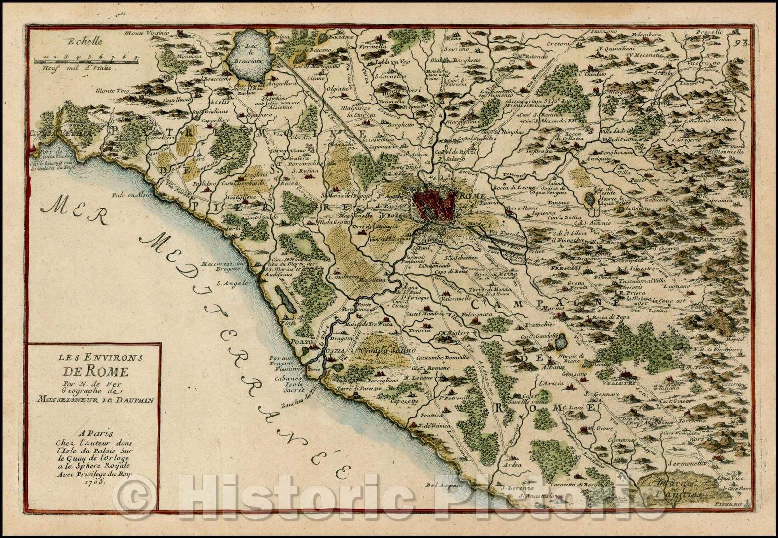 Historic Map - Les Environs de Rome, 1705, Nicolas de Fer v1 – Historic ...