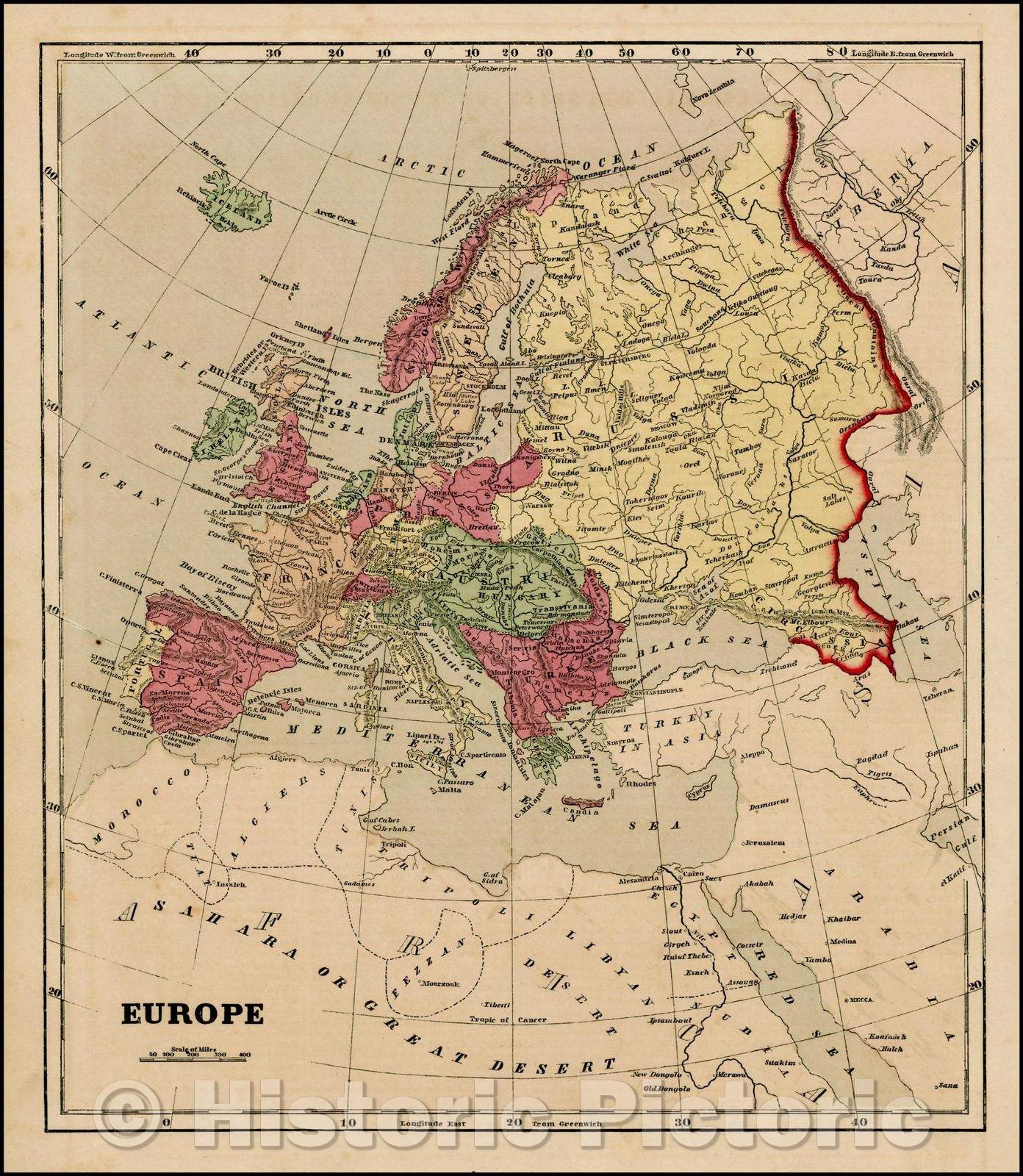Historic Map - Europe, 1856, Charles Morse - Vintage Wall Art ...