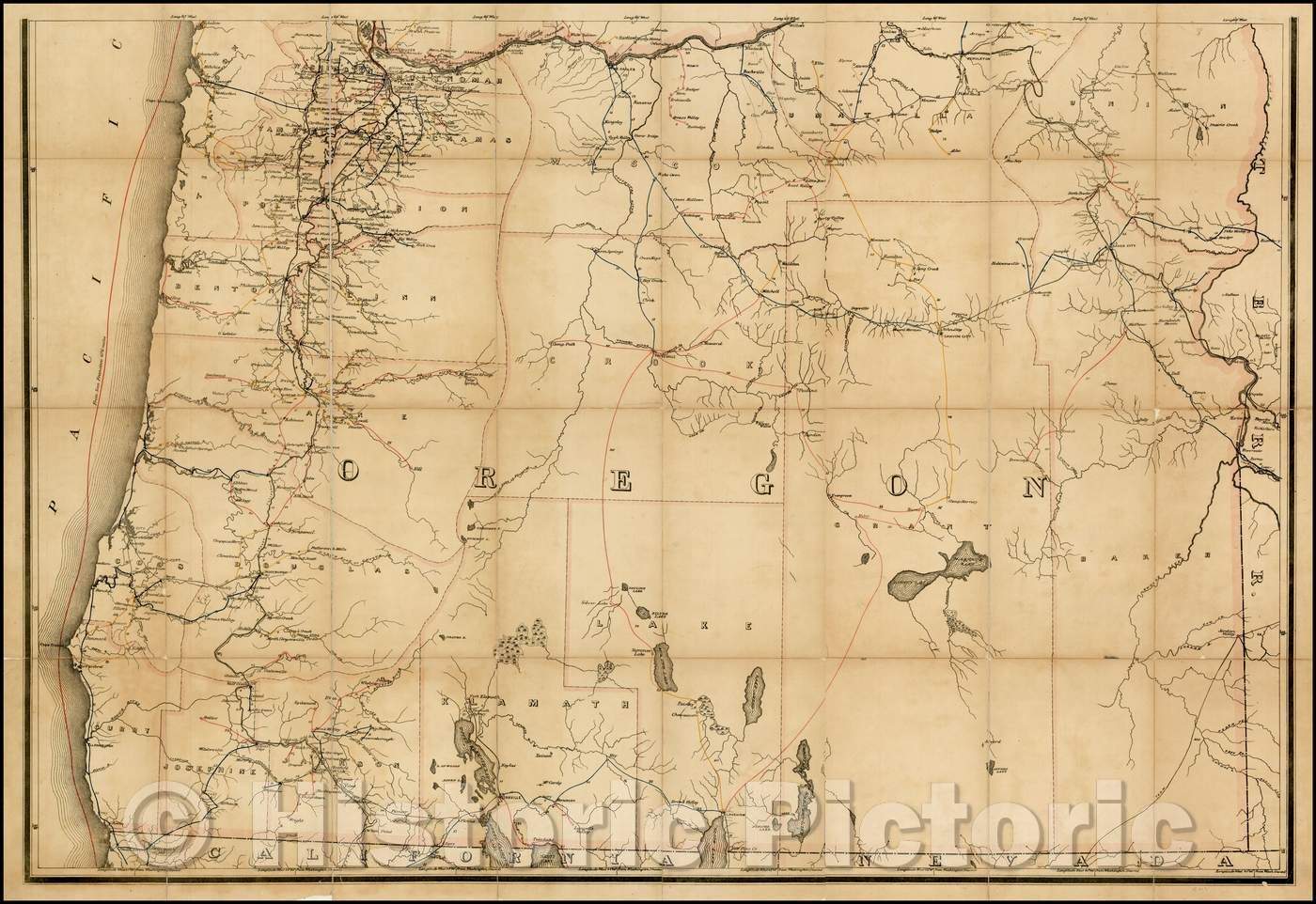 Historic Map - Southern Oregon, 1882, Anonymous - Vintage Wall Art ...