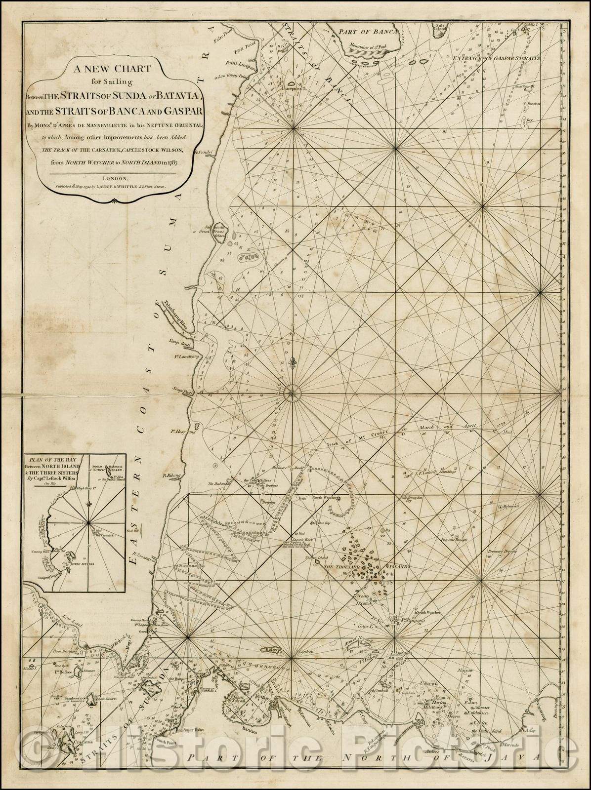 Historic Map - A New Chart for Sailing Between The Straits of Sunda or ...