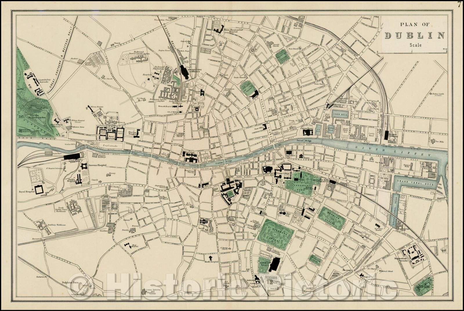 Historic Map - Plan of Dublin, 1880, Anonymous - Vintage Wall Art ...
