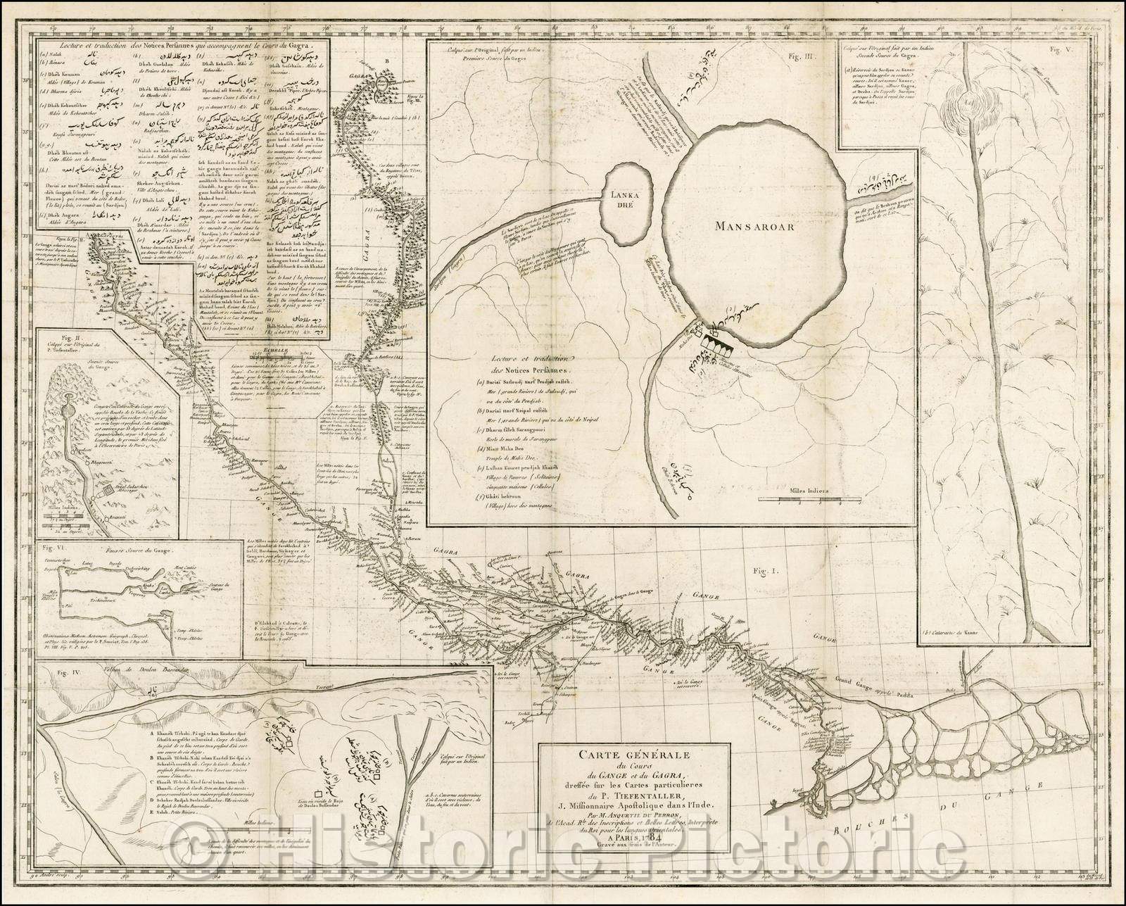 Historic Map - Carte Generale du Cours du Gange et du Gagra dressee su ...