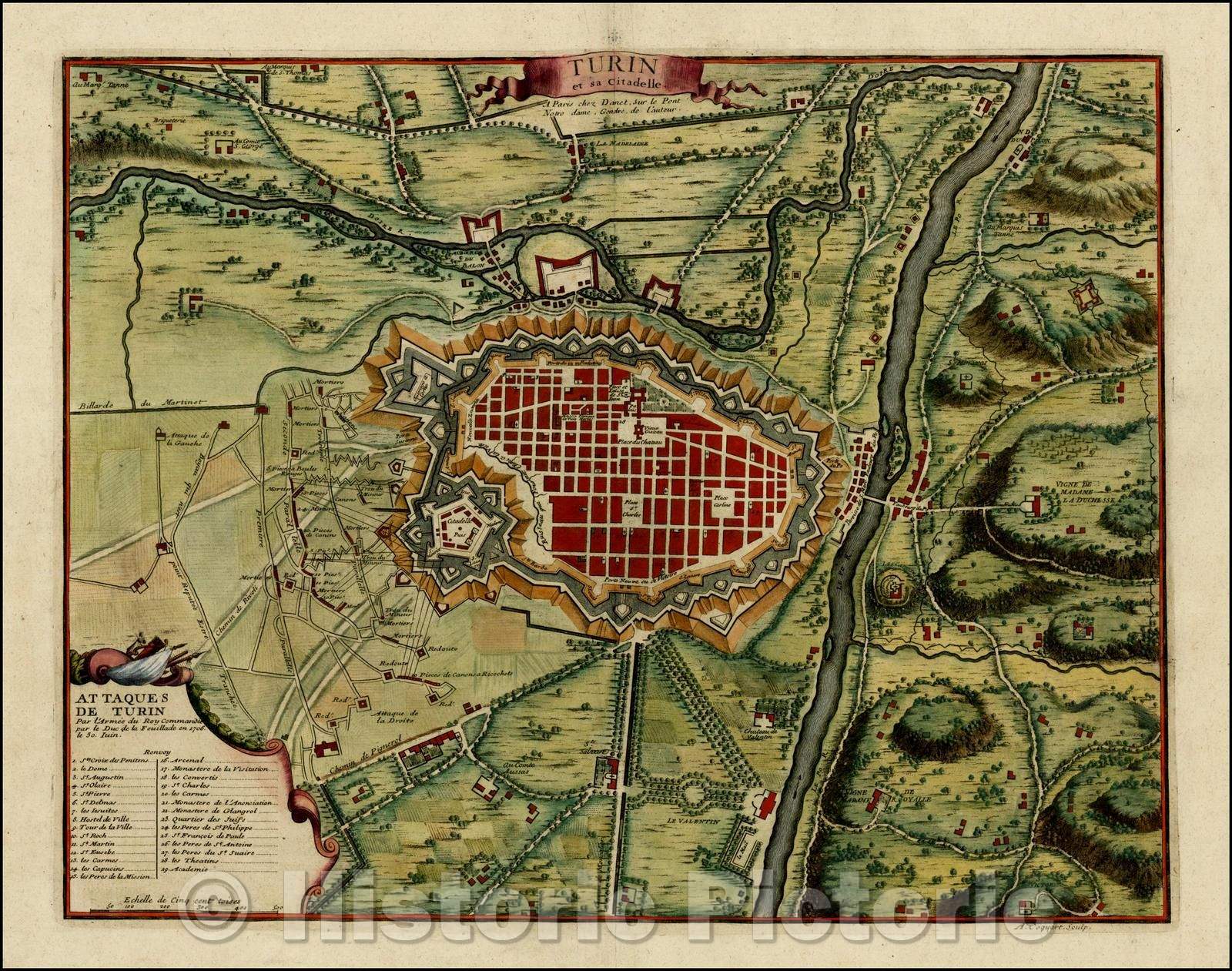 Historic Map - Turin et sa Citadel / 18th Century Plan of Turin, publi ...