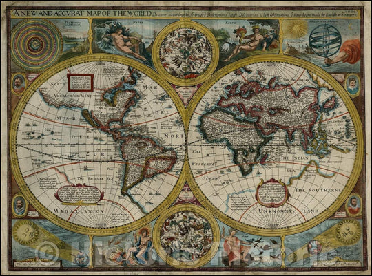 Historic Map - A New and Accurat Map of the World Drawne, 1627, John S ...