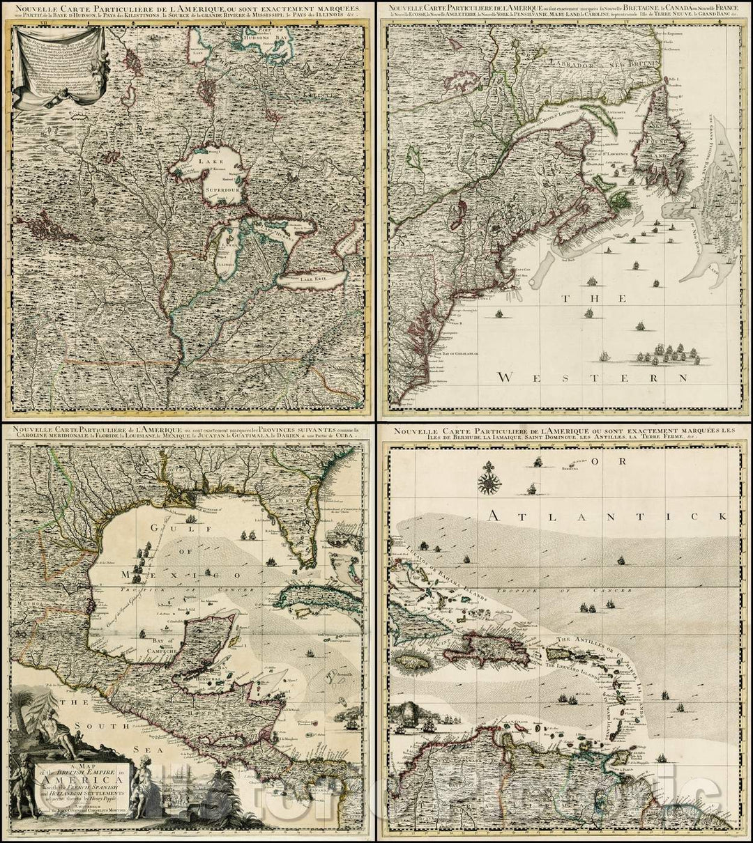 Historic Map - British Empire in America with the French Spanish and D ...