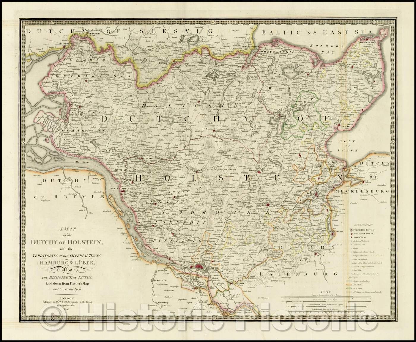 Historic Map - Dutchy of Holstein, with the Territories of the Imperia ...