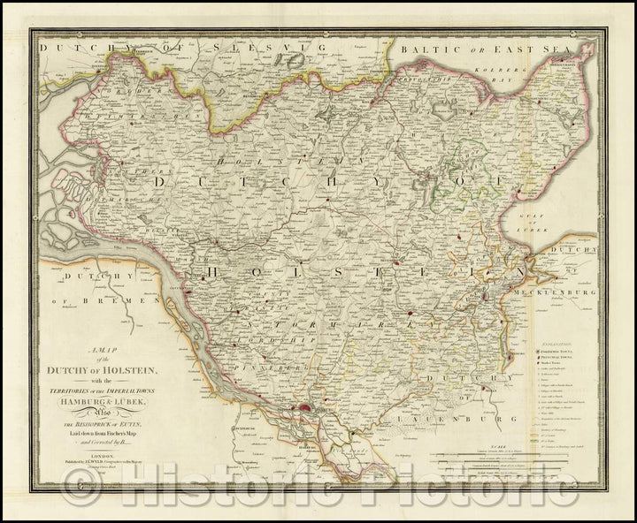 Historic Map - Dutchy of Holstein, with the Territories of the Imperia ...