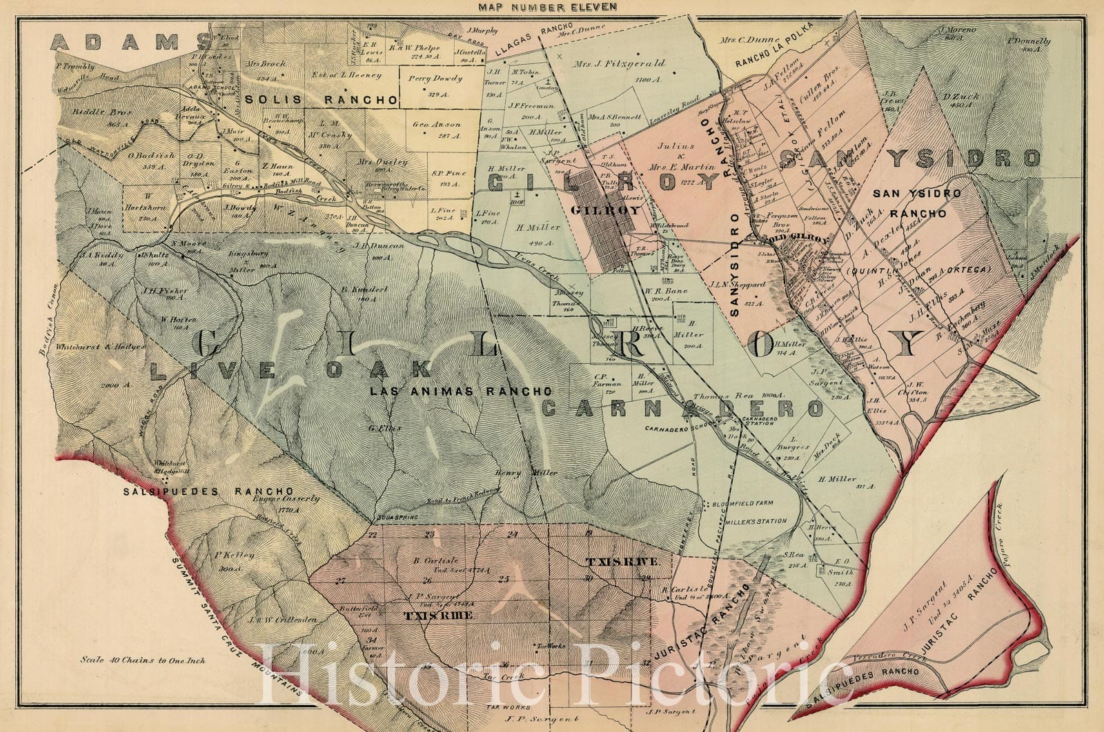 Historic Map - Plat of the area around Gilroy, California, 1876, Thomp – Historic Pictoric