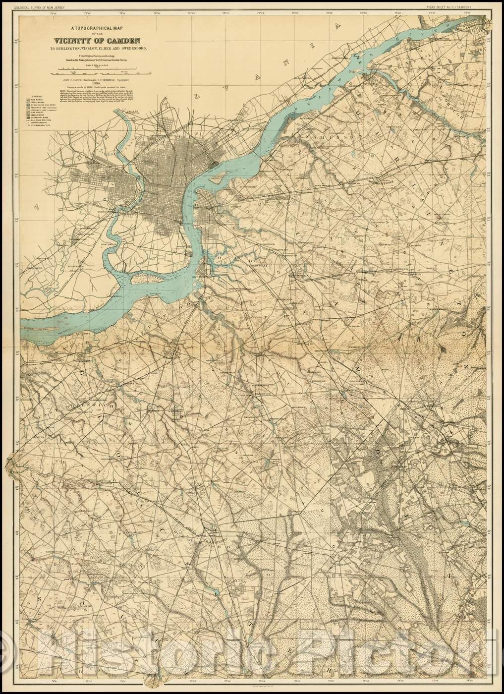 Historic Map - A Topographical Map of the Vicinity of Camden to Burlin ...
