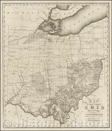 Historic Map - Map Of The State of Ohio, 1820, Caleb Atwater - Vintage ...