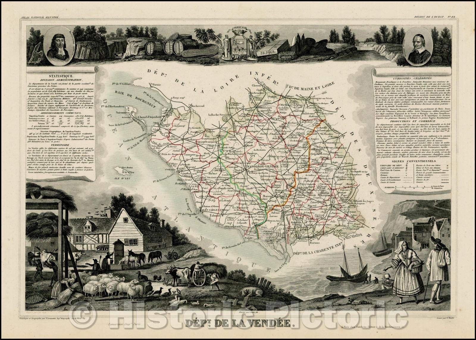 Historic Map - Dept. De la Vendee/Map of Eastern Asia, Japan and South ...