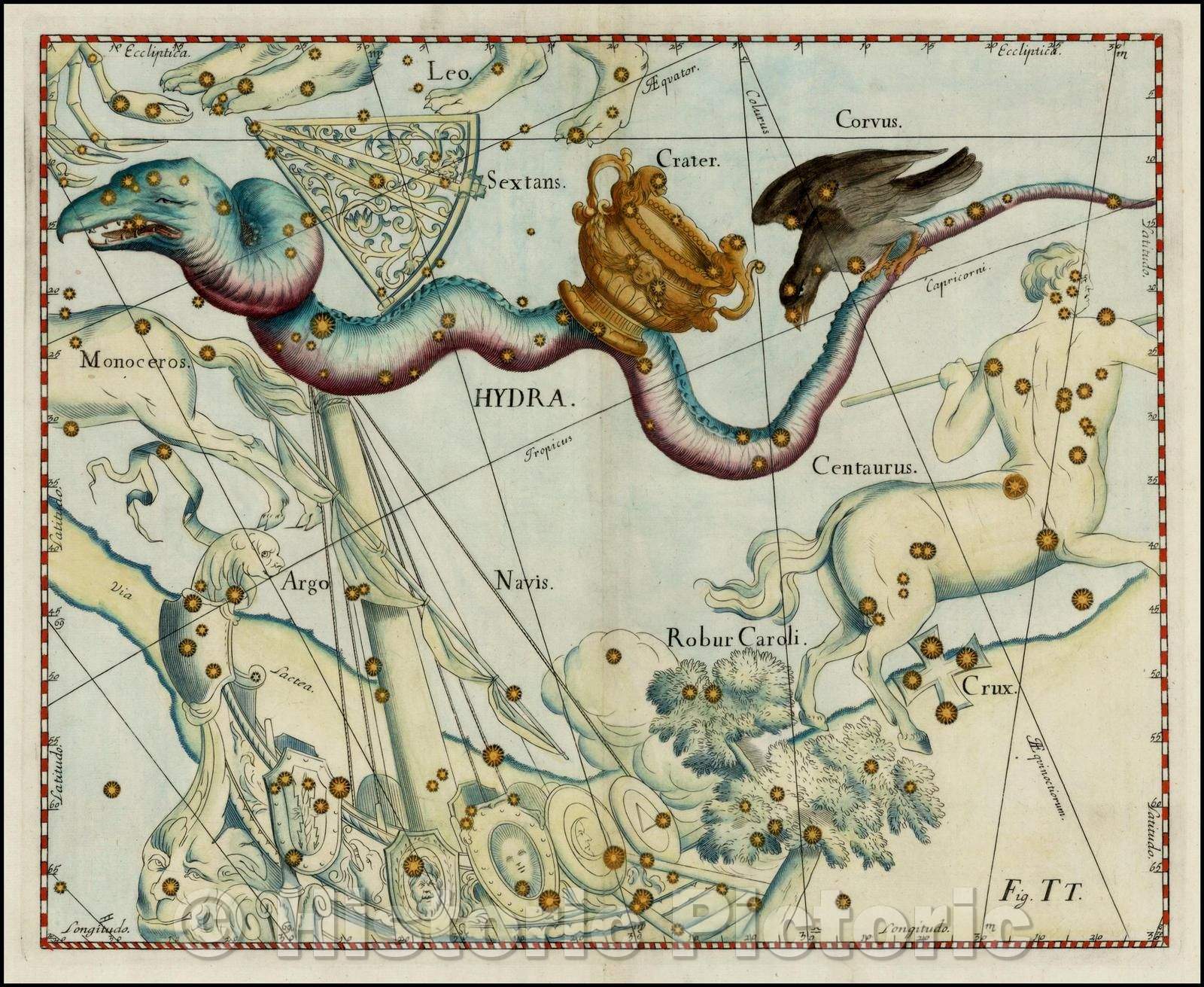 Historic Map - Hydra (Stars heightened in gold), 1687, Johannes Heveli ...