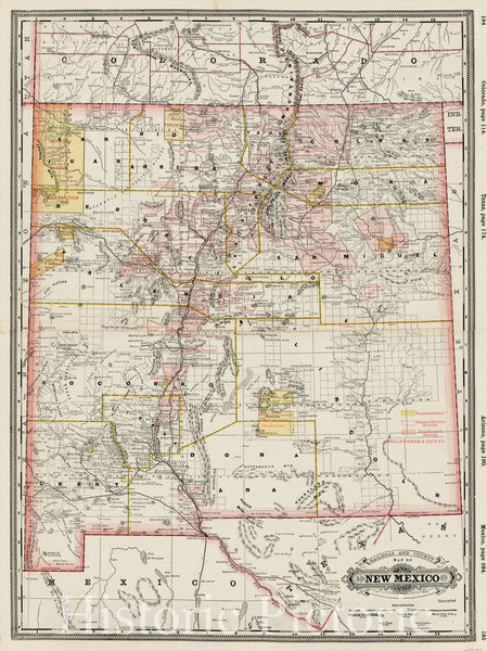 Historic Map - Railroad and County Map of New Mexico, 1887, George F ...
