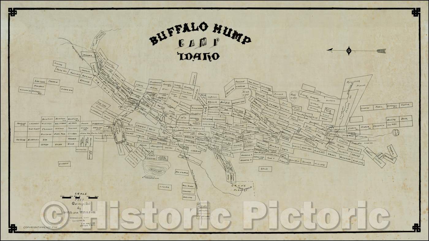 Historic Map - Buffalo Hump Camp Idaho, 1899, L.W. Myer - Vintage Wall ...