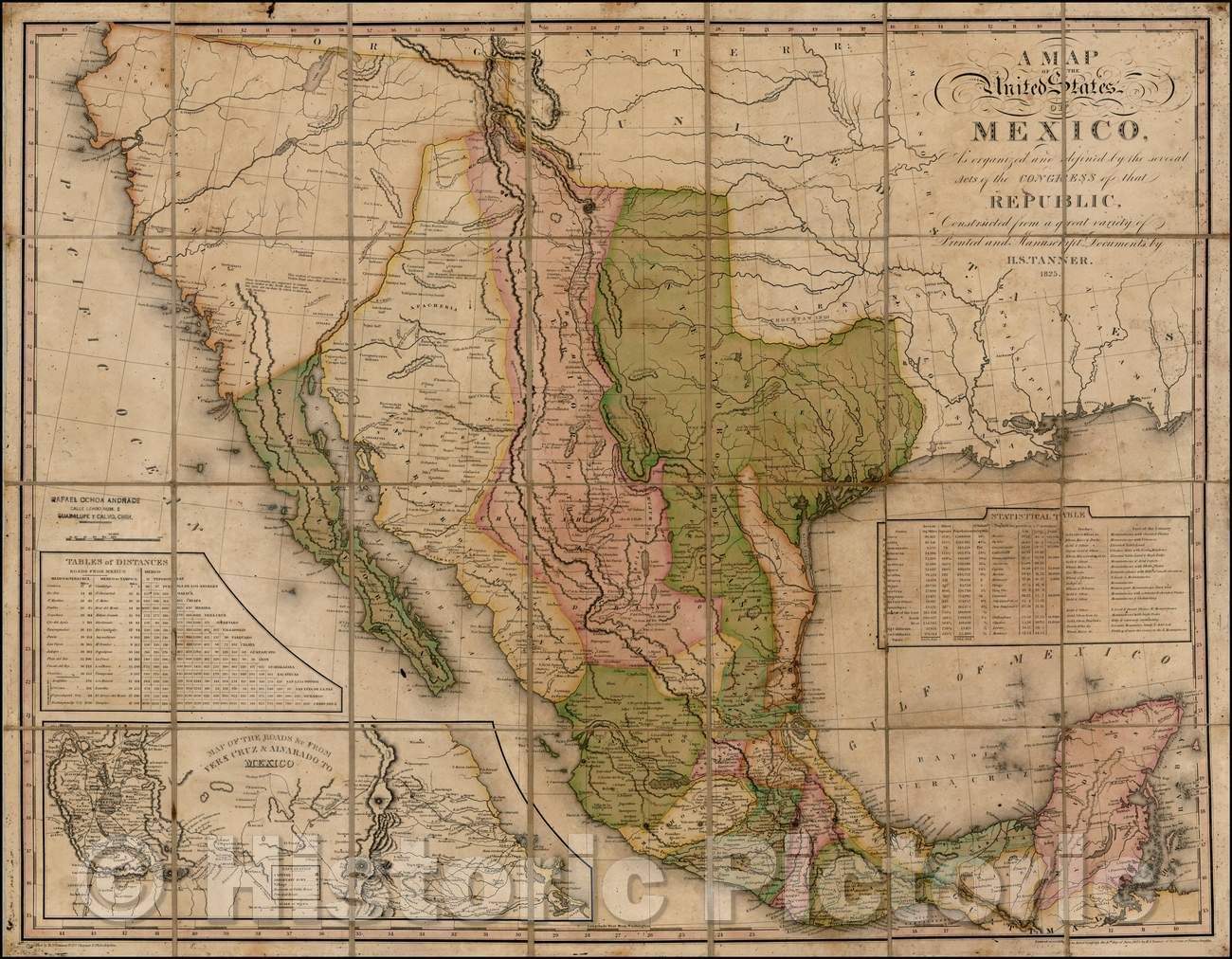 Historic Map - A Map of the United States of Mexico, As organized and ...