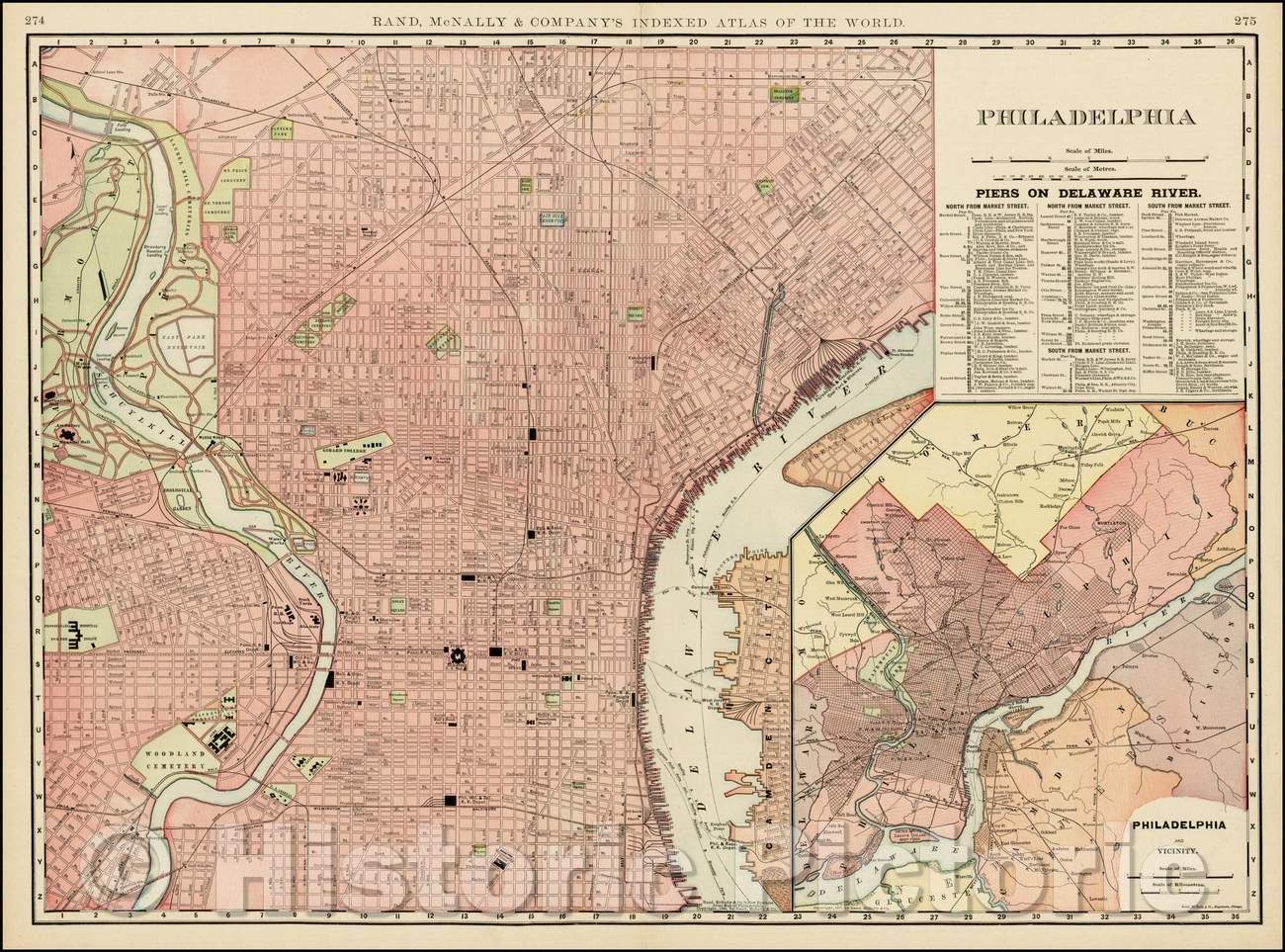 Historic Map - Philadelphia and Vicinity, 1892, William Rand - Vintage ...