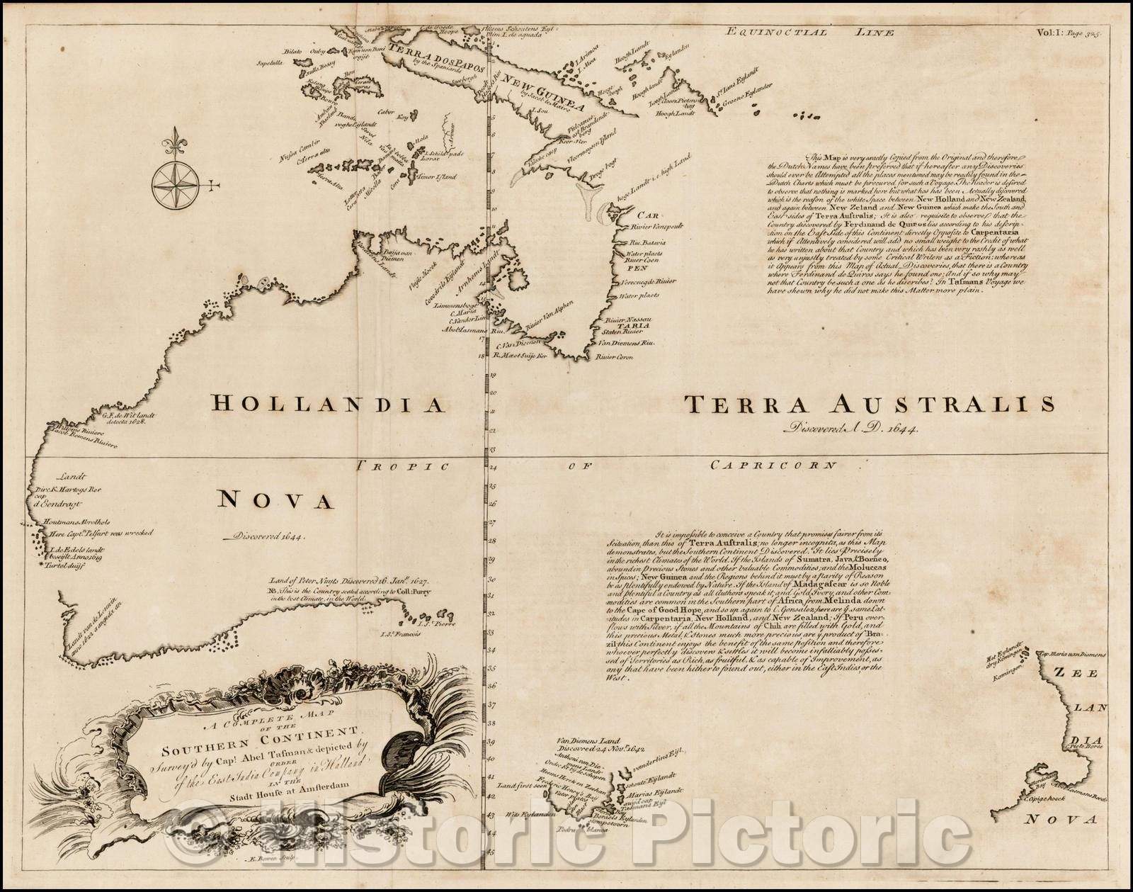 Historic Map - A Complete Map of the Southern Continent Survey'd, 1744 ...