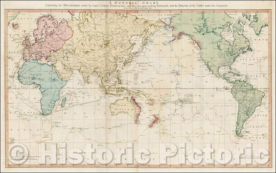 Historic Map - A General Chart Exhibiting the Discoveries made, 1784 ...