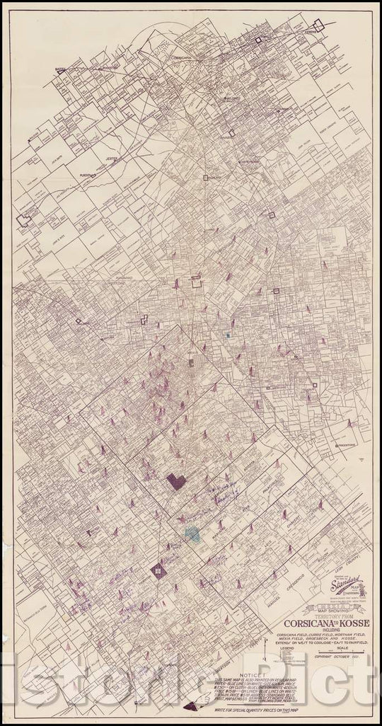 Historic Map - Map Showing Territory From Corsicana to Kosse including ...