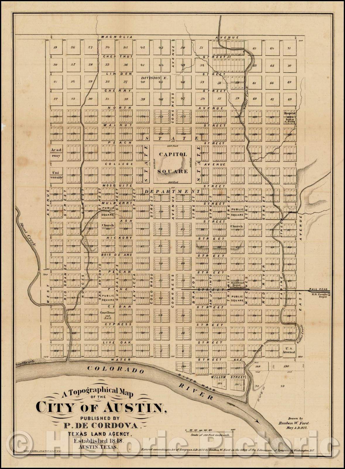 Historic Map - A Topographical Map of the City of Austin, 1872, Phinea ...