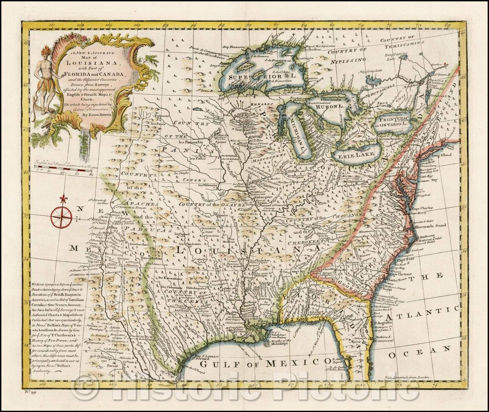 Historic Map - A New & Accurate Map of Louisiana, with Part of Florida ...