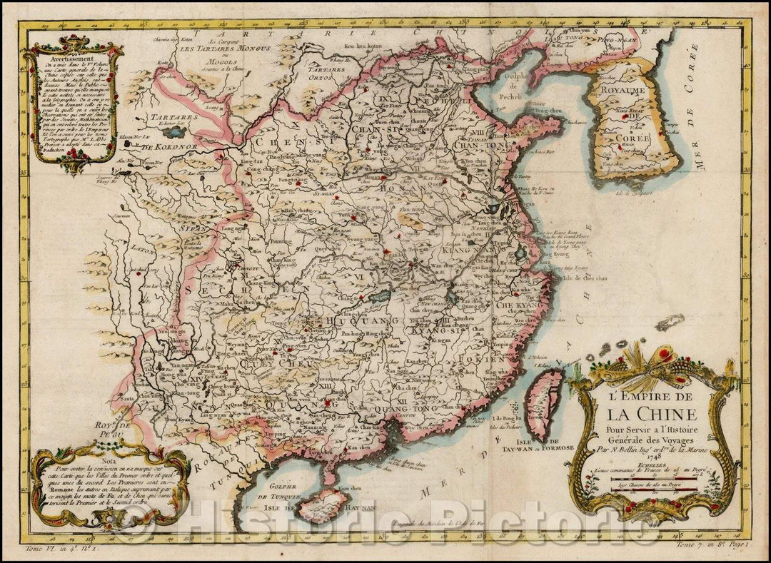 Historic Map - L'Empire De La Chine, 1748, Jacques Nicolas Bellin v1 – Historic Pictoric