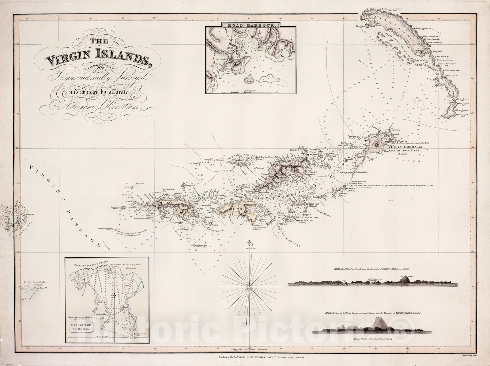 Historic Map - The Virgin Islands, Trigonometrically Surveyed and adju ...