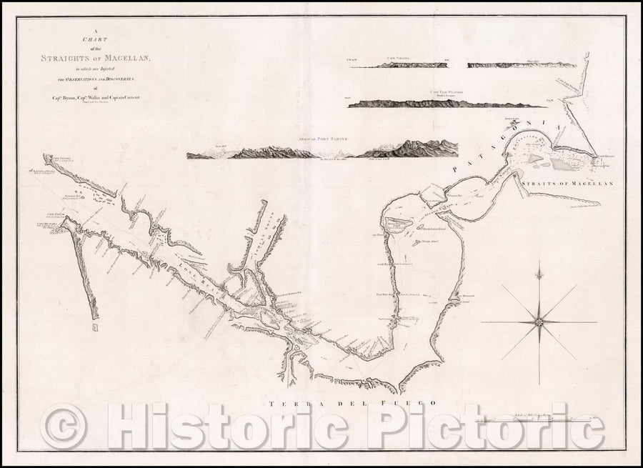 Historic Map - A Chart of the Straights of Magellan in which are Inser ...