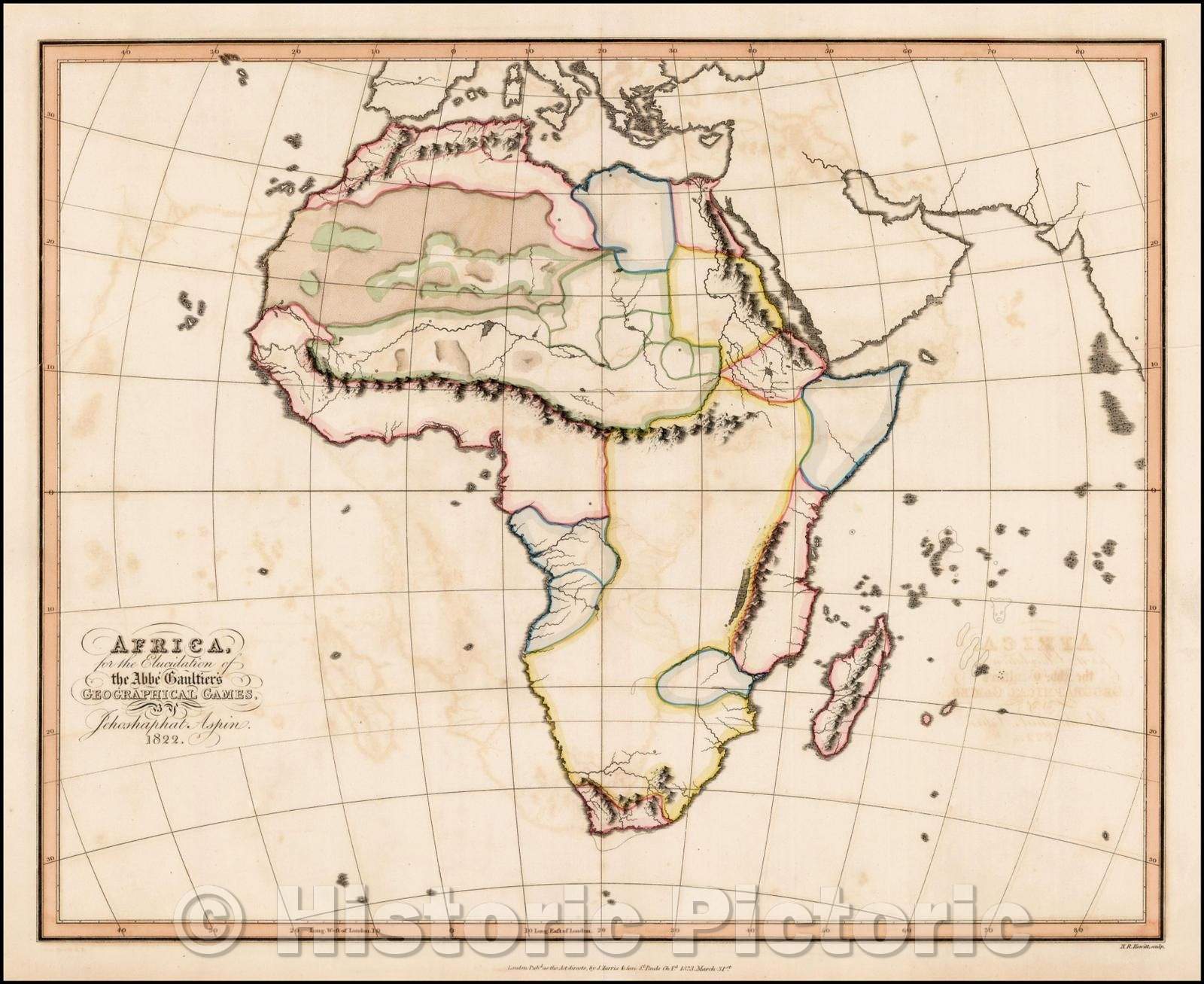 Historic Map - Africa, for the Elucidation of the Abee Gaultiers Geogr ...