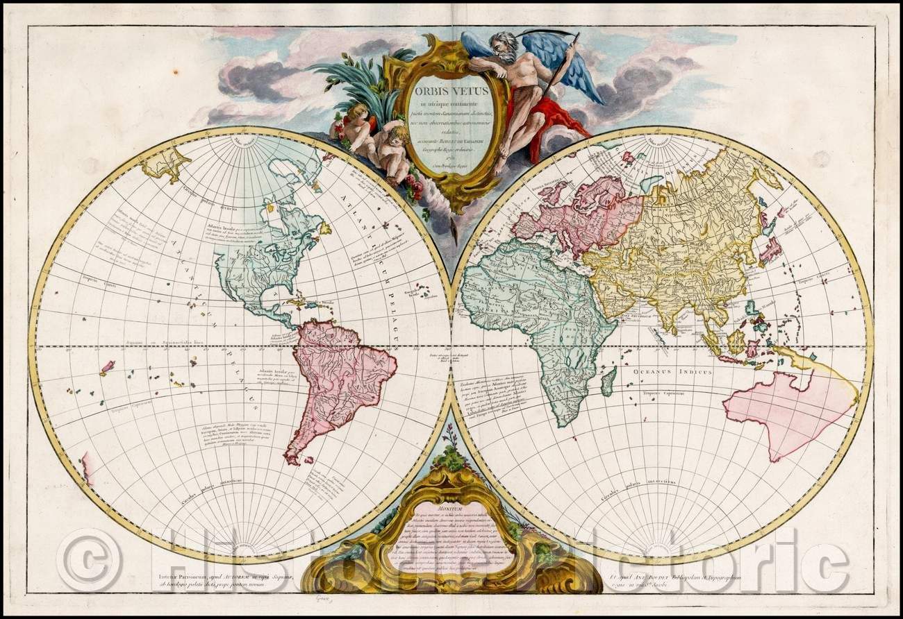 Historic Map - Orbis Vetus in utraque continente, 1751, Gilles Robert ...