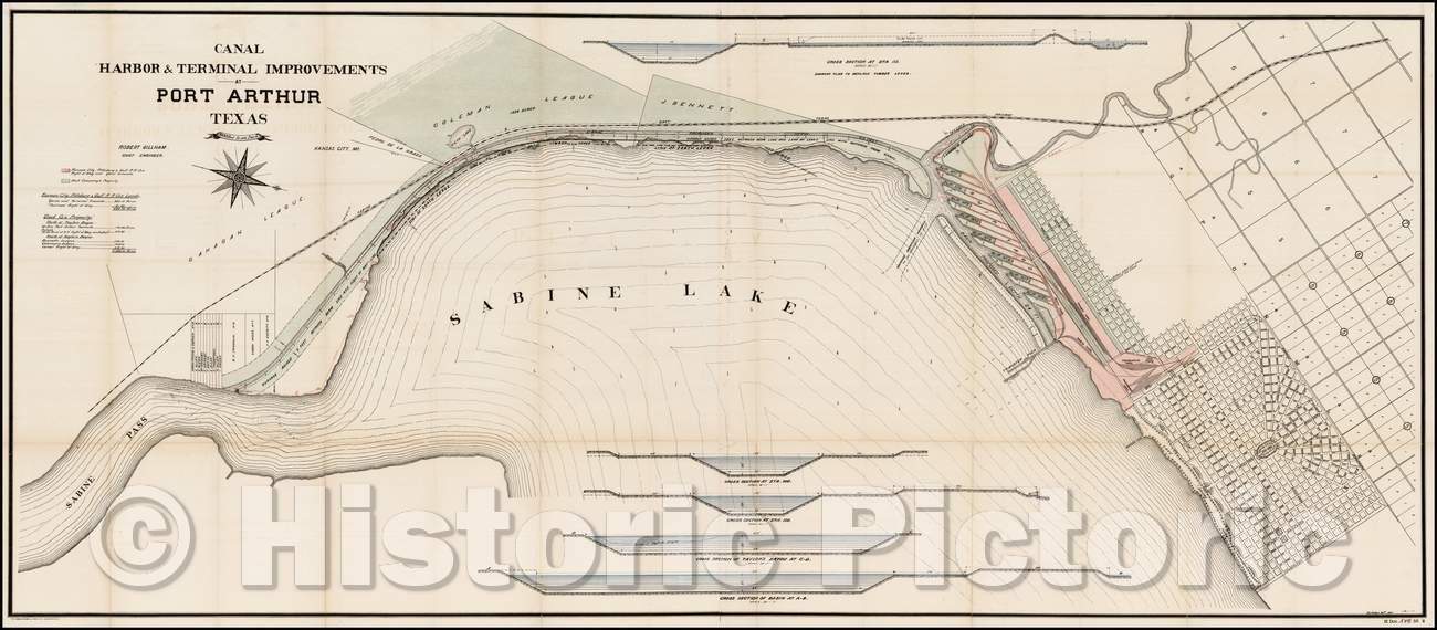 Historic Map - Canal Harbor & Terminal Improvements at Port Arthur Tex ...