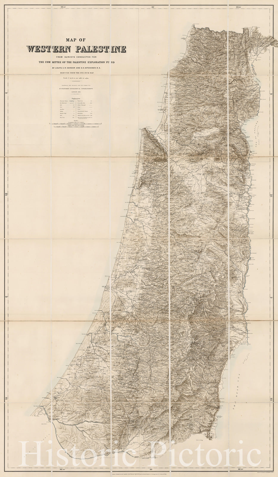 Historic Map - Map of Western Palestine from surveys conducted for The ...