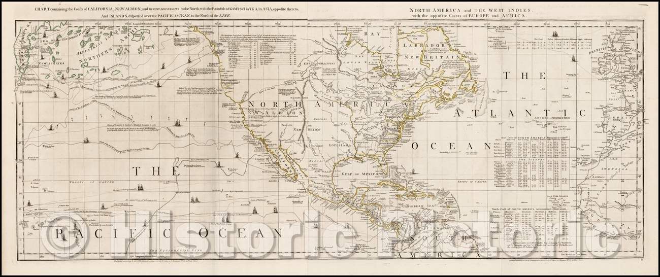 Historic Map - Chart Containing the Coasts of California, New Albion a ...