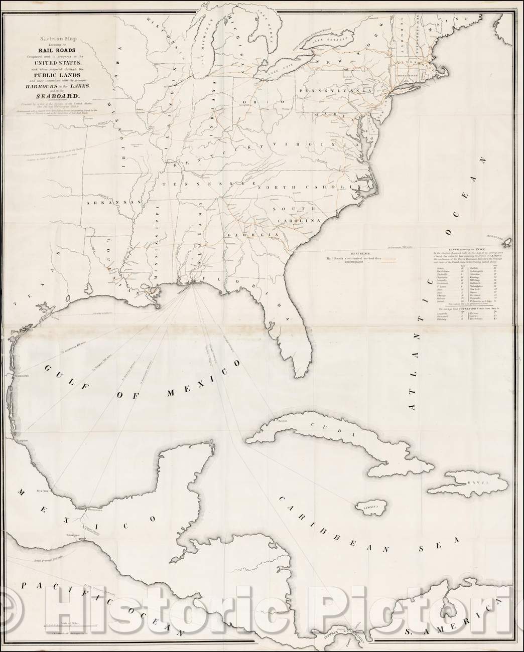 Historic Map - Skeleton Map Showing the Rail Roads Completed and in pr ...